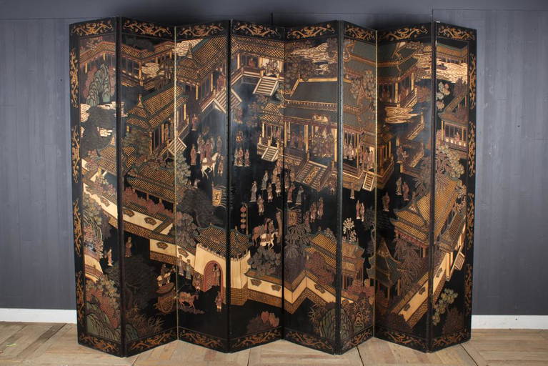 Chinoiserie Style Carved Asian 8 Panel Screen - Jul 17, 2019 | Ashcroft ...