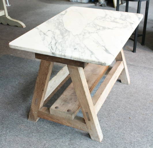 Continental Marble Top Trestle Table