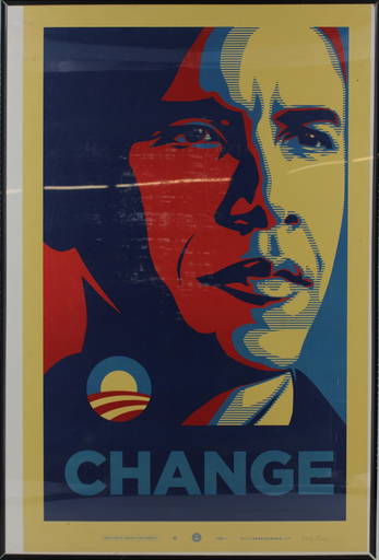 Vintage Shepard Fairey Obama Change Poster