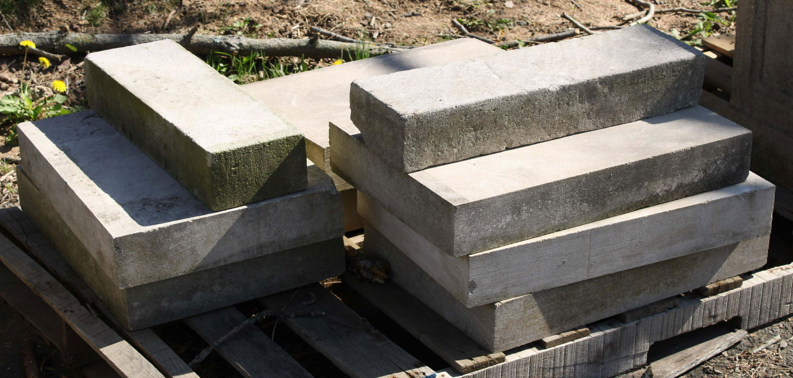 Group Of Limestone Plinths Or Paver Blocks
