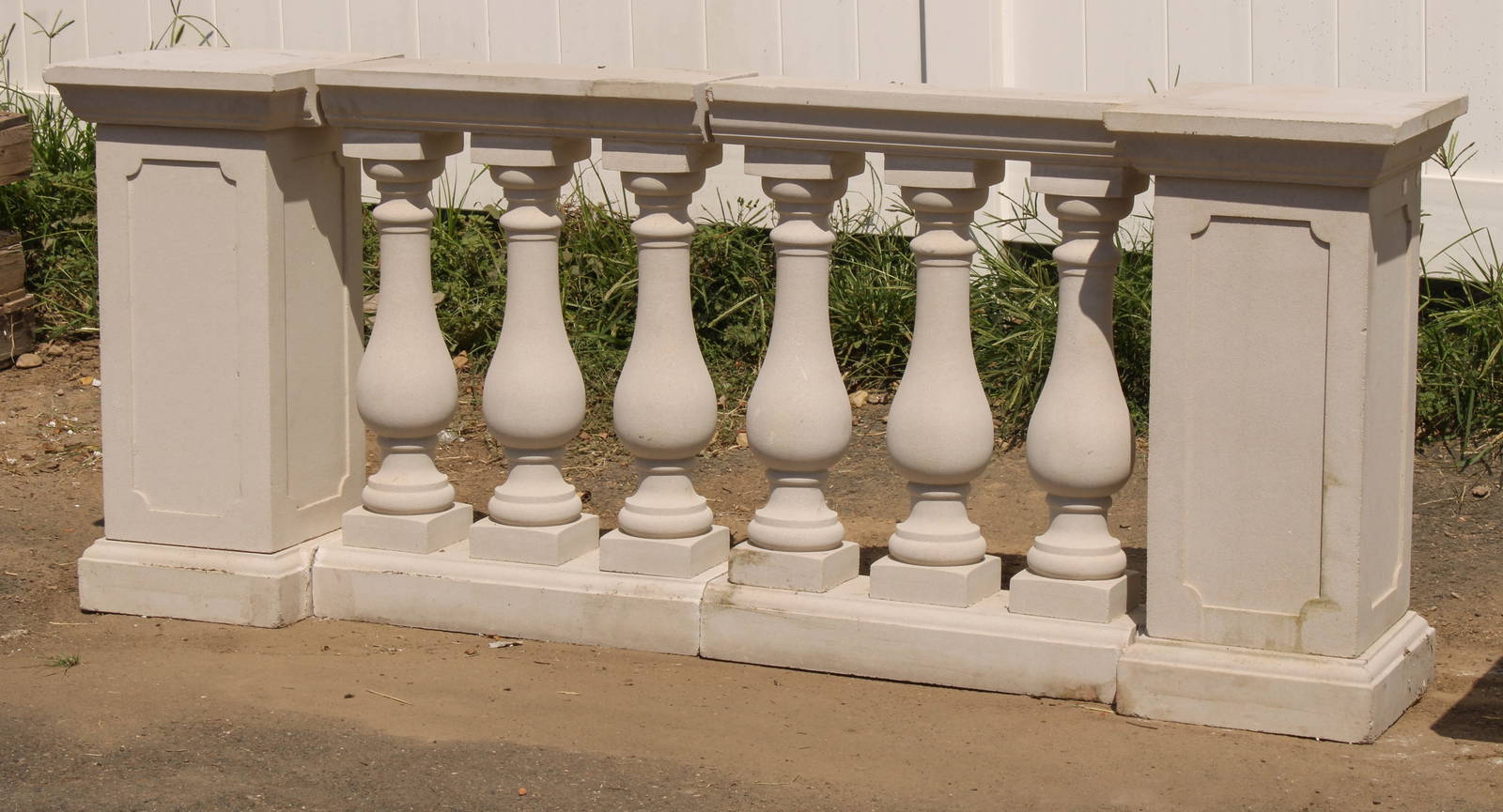 Cast Stone Balustrade With Two Pedestal Ends Auction