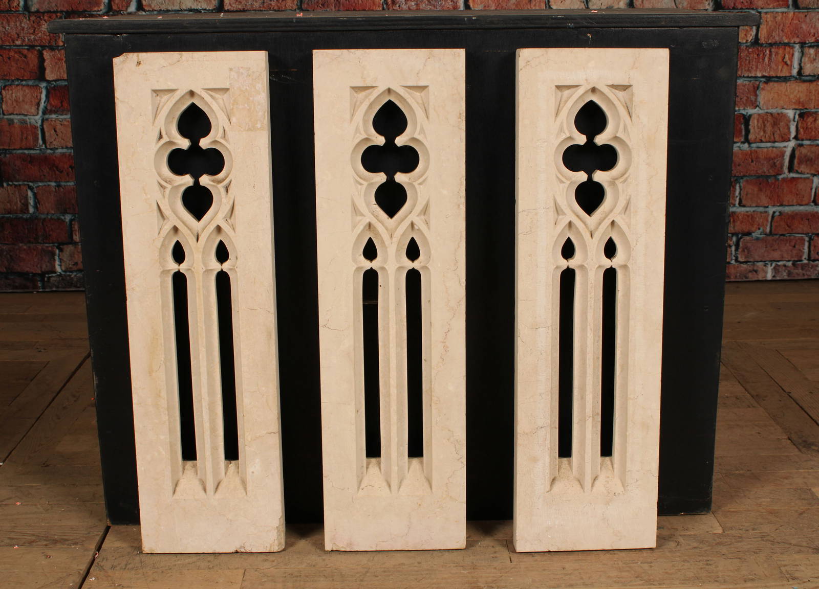 3 Gothic Style Carved Marble Turret Windows Auction