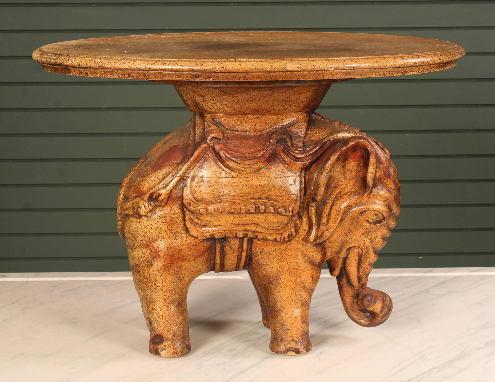 Carved Wood Elephant Table Auction