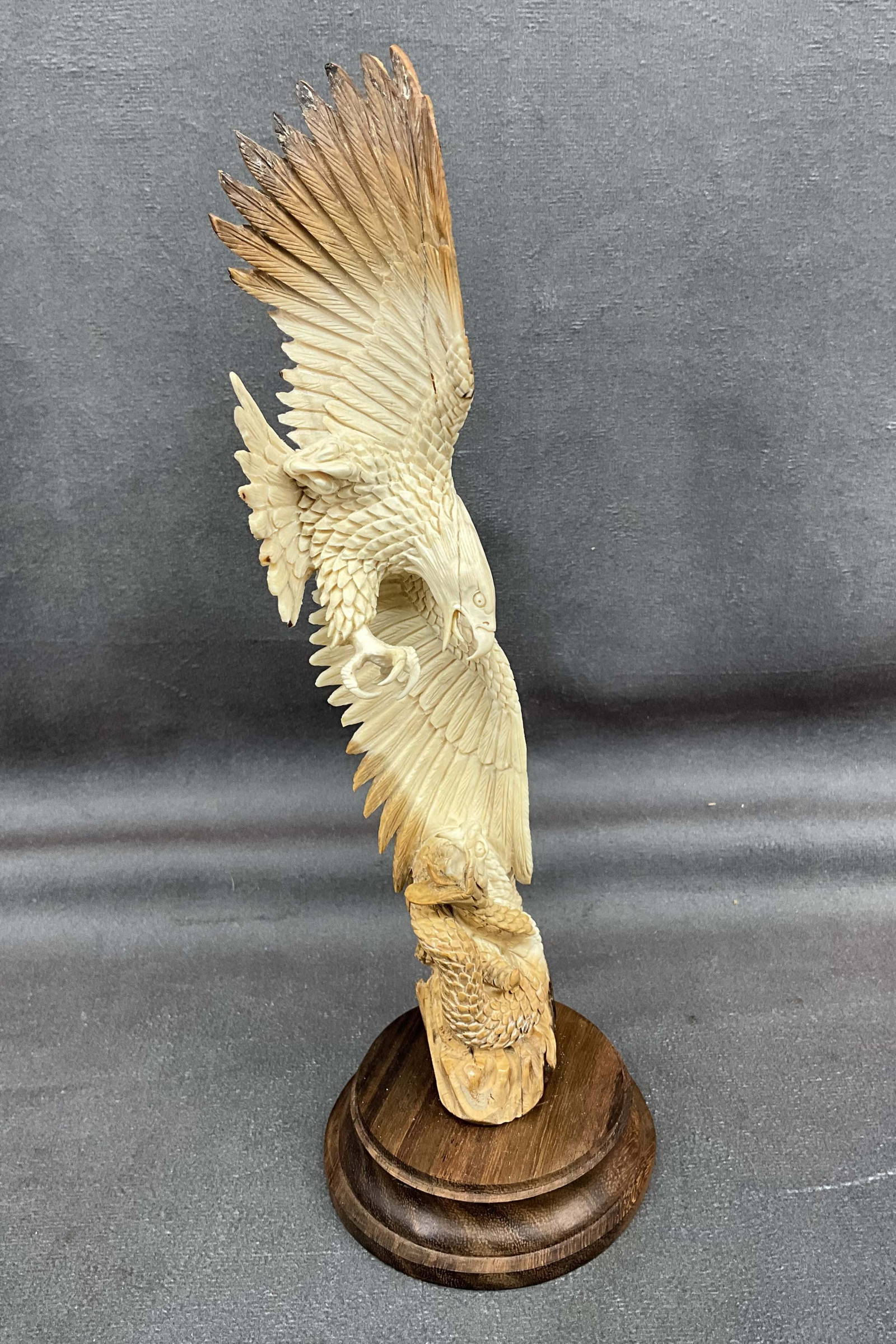 Mammoth Fossil Eagle & Snake Carving Auction