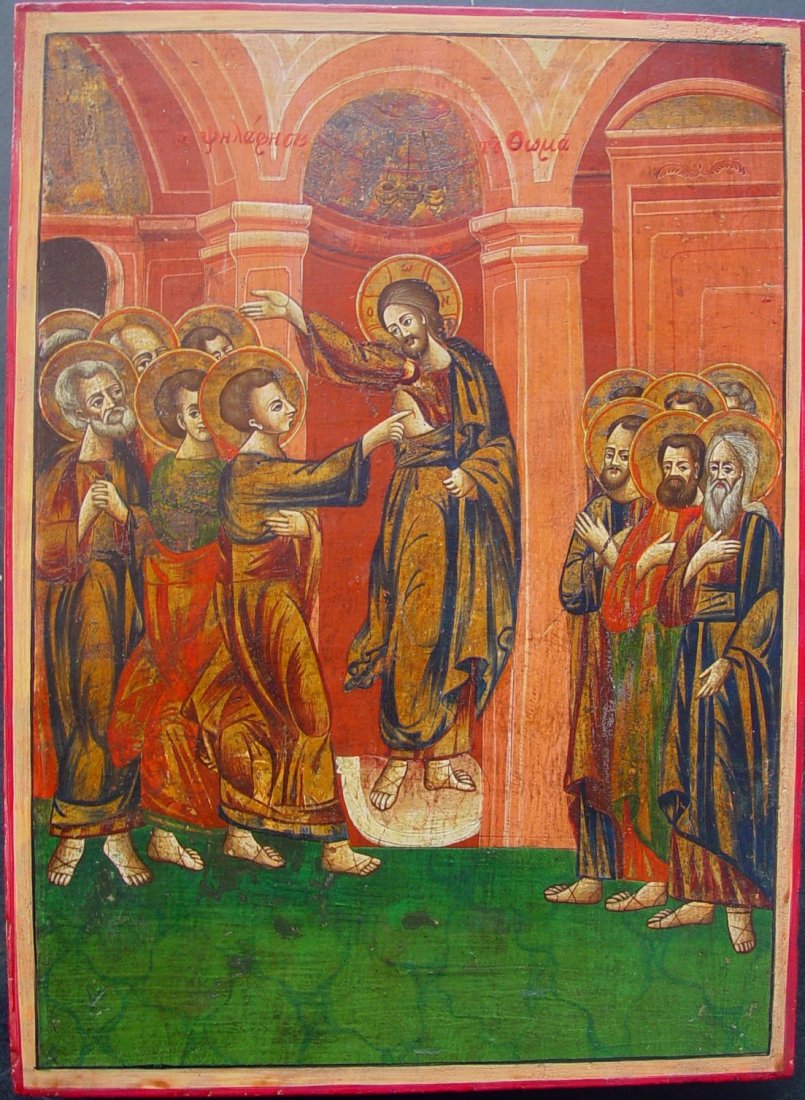 Antique Greek Icon, Doubting Thomas, 18th Century.