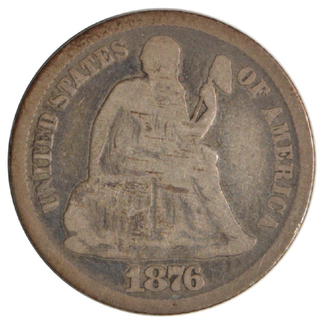1876 Cc Seated Liberty Dime Coin