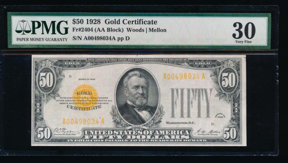 1928 $50 Gold Certificate PMG 30 - Feb 01, 2020 | 1 Great Deal Auctions ...