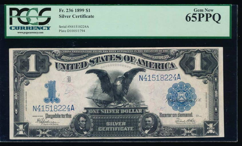 1899 $1 Black Eagle Silver Certificate Pcgs 65ppq