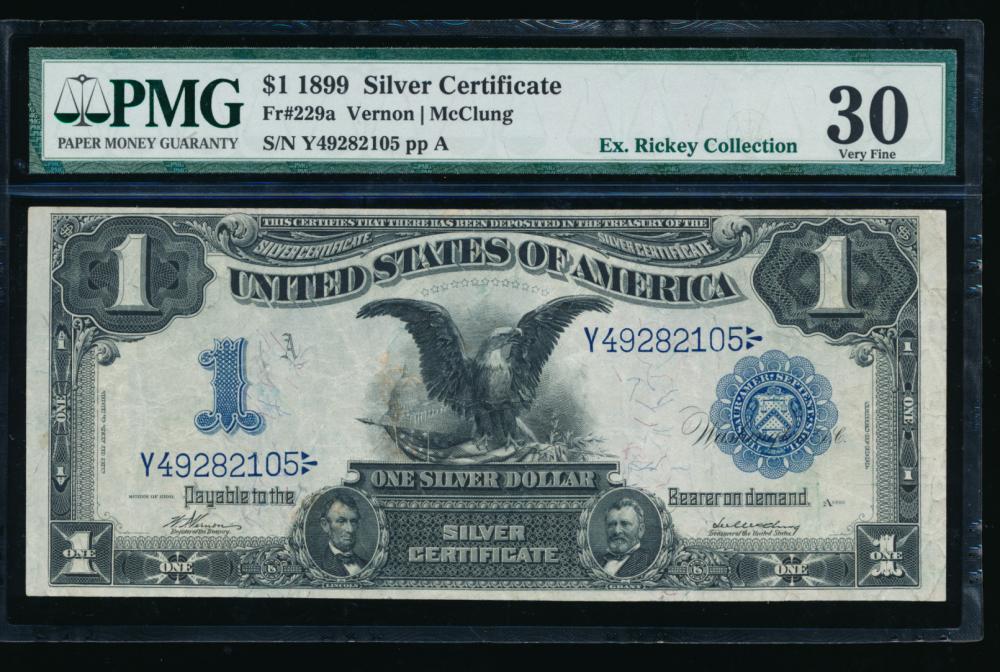 1899 $1 Black Eagle Silver Certificate Pmg 30