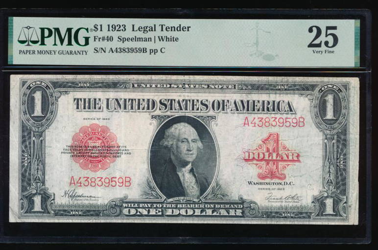 1923 $1 Legal Tender Note Pmg 25