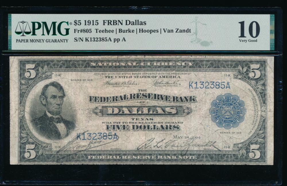 1915 $5 Dallas FRBN PMG 10 - Mar 30, 2023 | 1 Great Deal Auctions in ID
