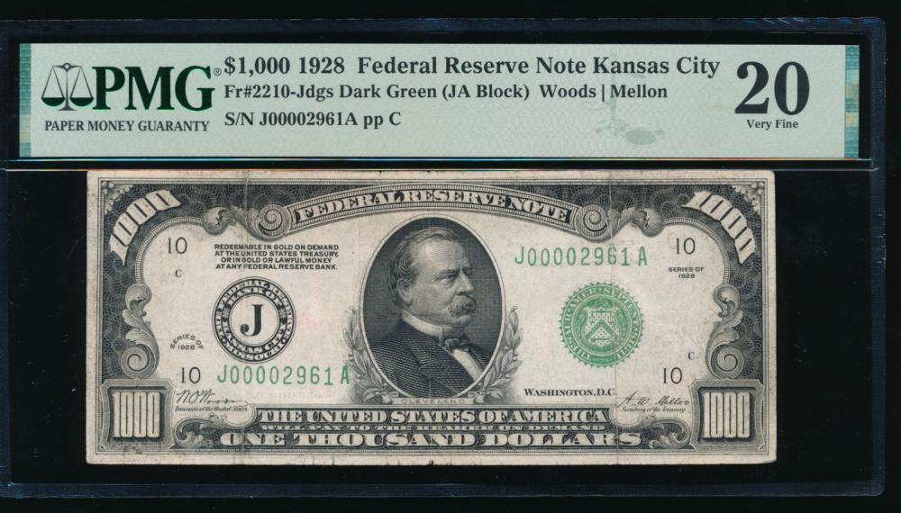 1928 $1000 Kansas City FRN PMG 20 - Apr 01, 2023 | 1 Great Deal ...