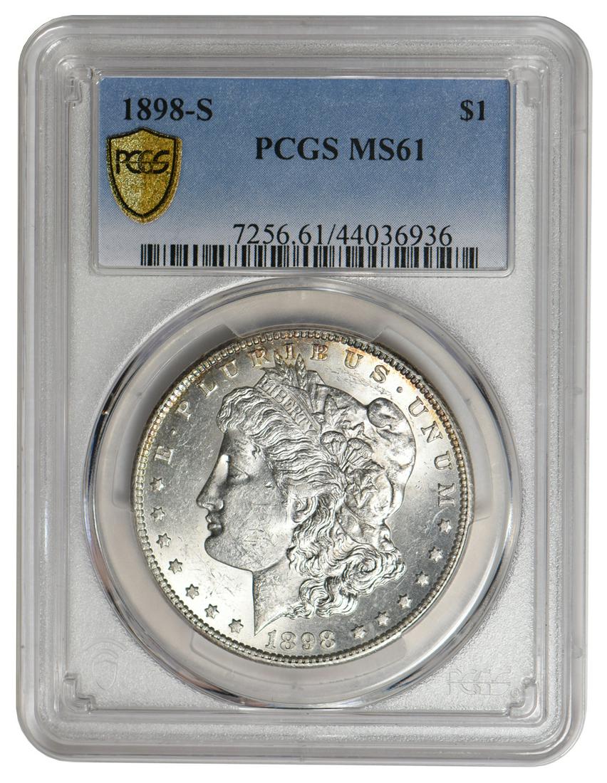 1898-s $1 Morgan Silver Dollar Pcgs Ms61 Auction