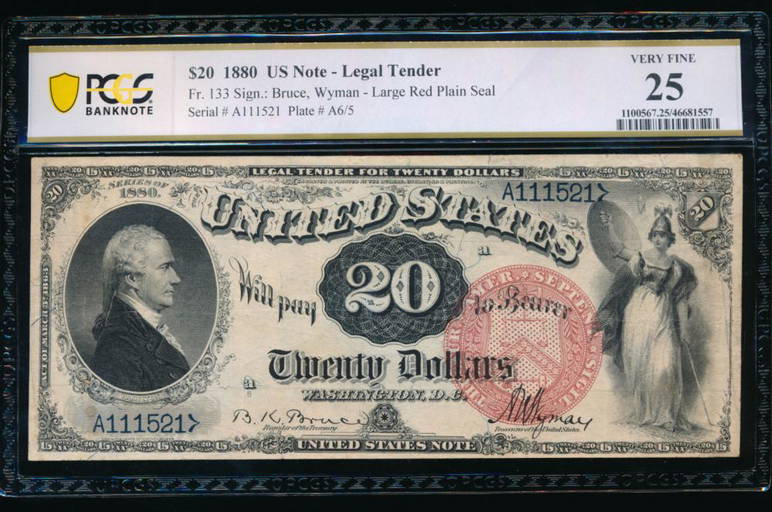 1880 $20 Legal Tender Note Pcgs 25