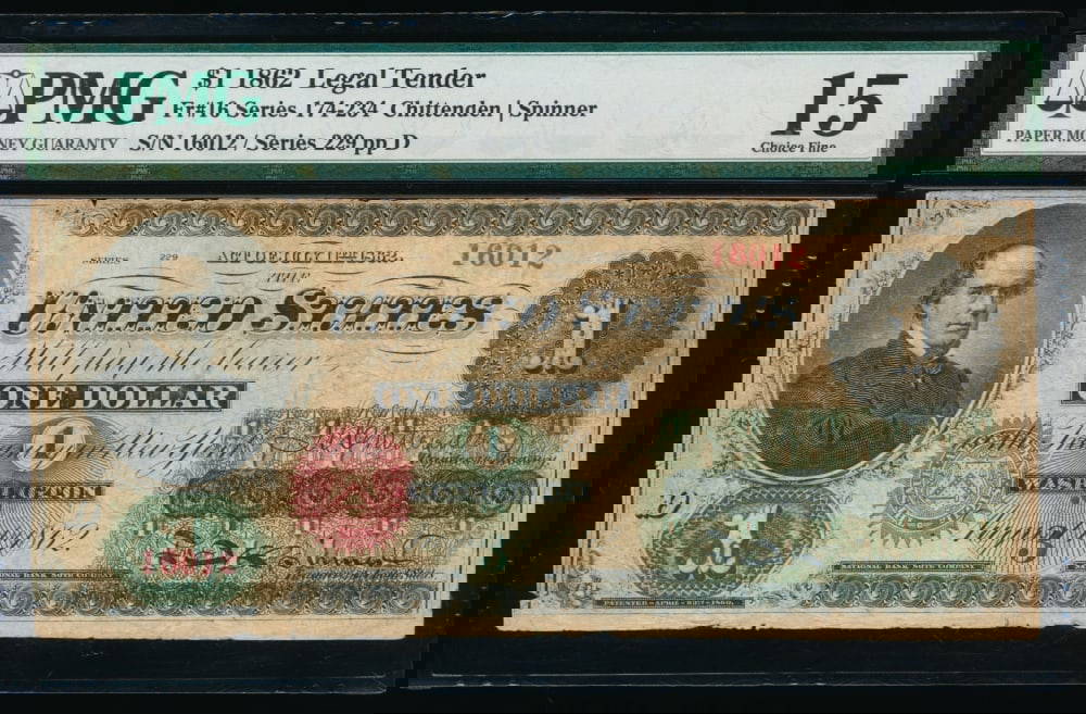 1862 $1 Legal Tender Note Pmg 15 Auction