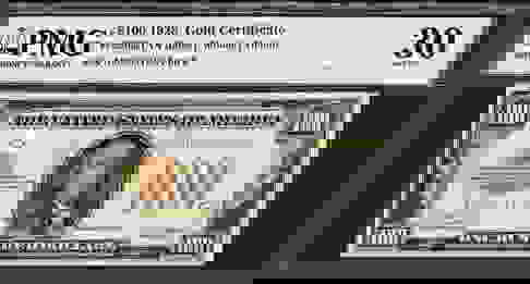 1928 $100 Gold Certificate Pmg 30 Auction