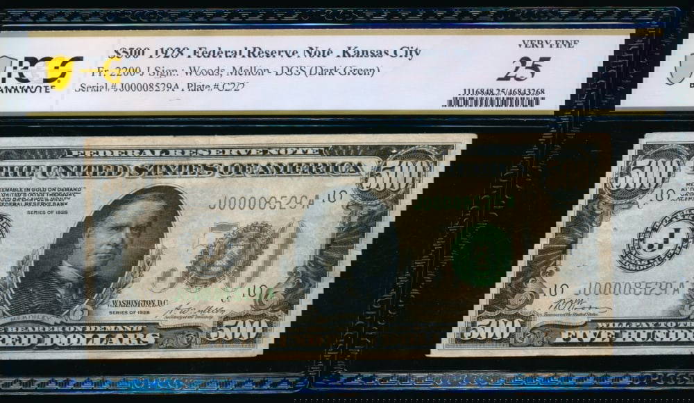 1928 $500 Kansas City Frn Pcgs 25 Auction