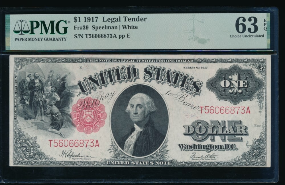 1917 $1 Legal Tender Note Pmg 63epq Auction