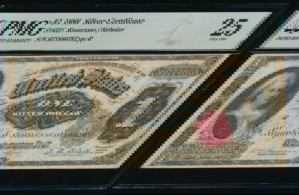 1886 $1 Martha Washington Silver Certificate Pmg 25 Auction