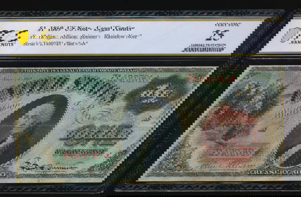 1869 $1 Legal Tender Note Pcgs 25 Auction
