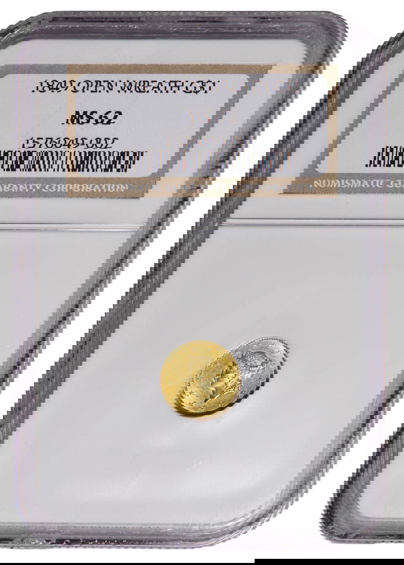 1849 $1 Open Wreath Gold Coin Ngc Ms62 Auction