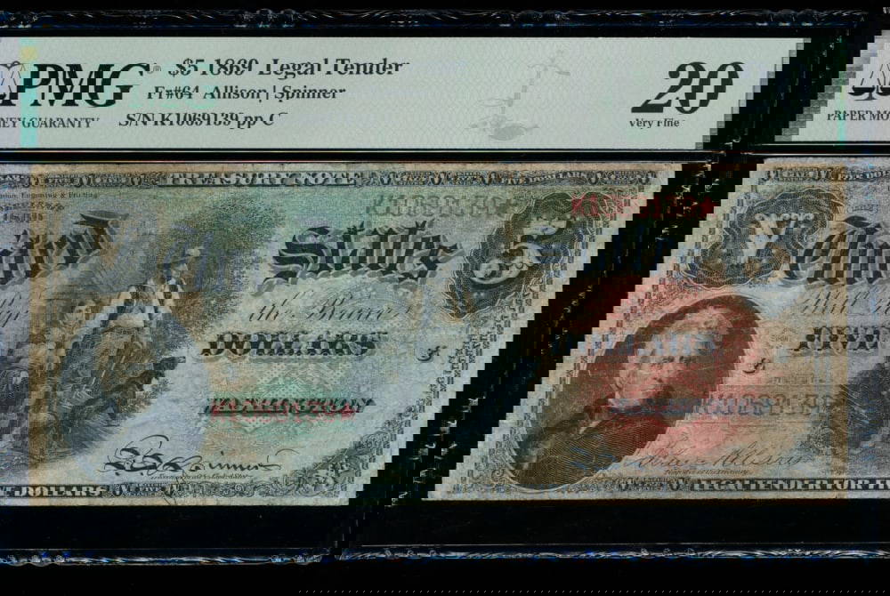 1869 $5 Legal Tender Note Pmg 20 Auction