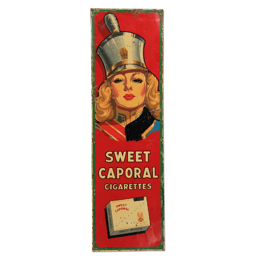 Canadian Tin Litho Sweet Caporal Cigarettes Sign