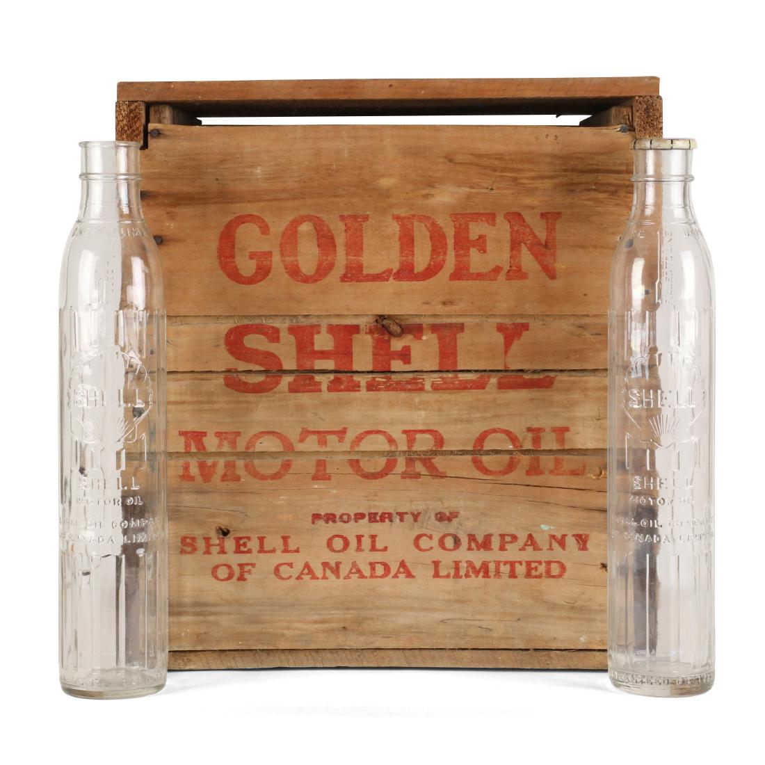 Golden Shell Motor Oil Crate and Bottles
