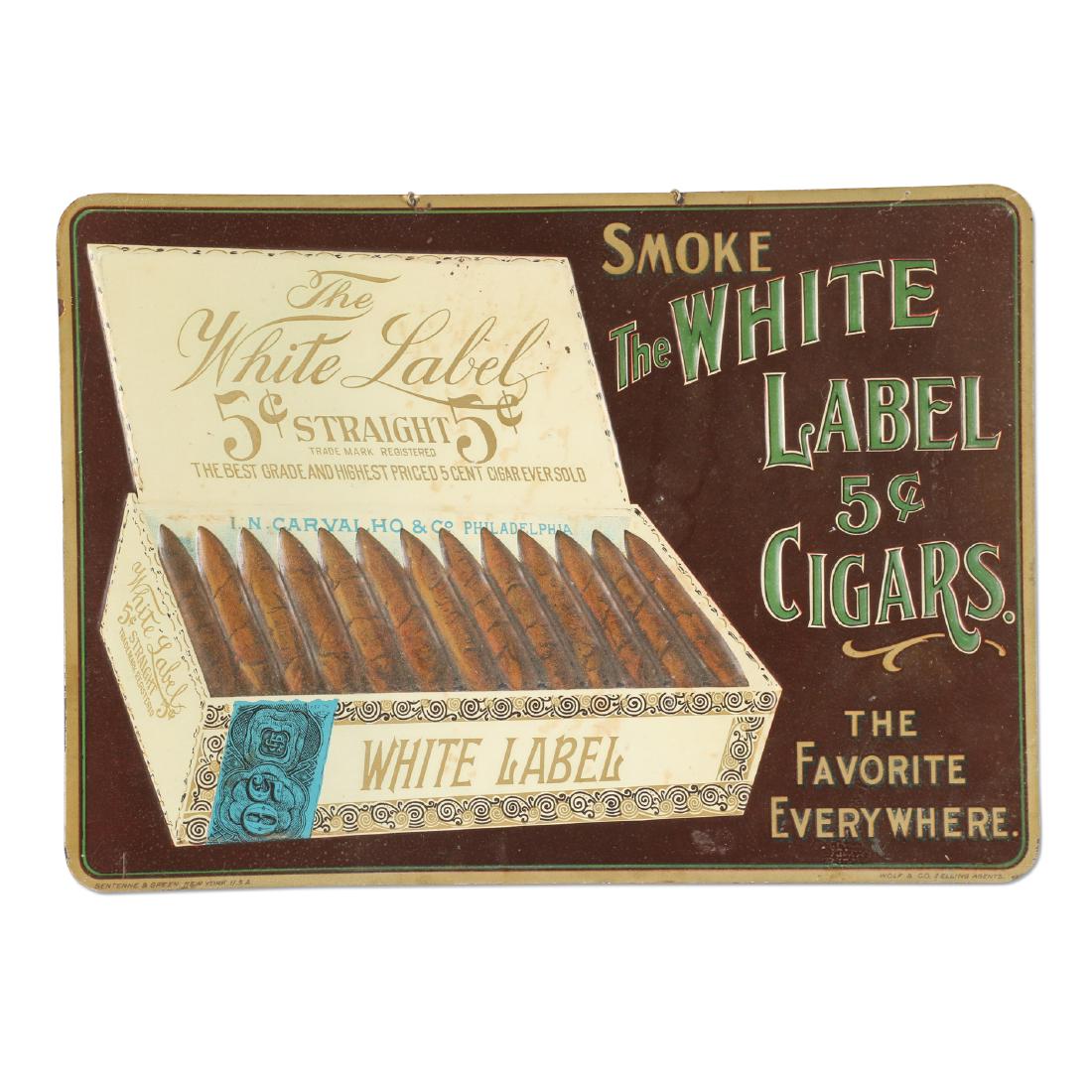 White Label Cigars Tin Litho Sign