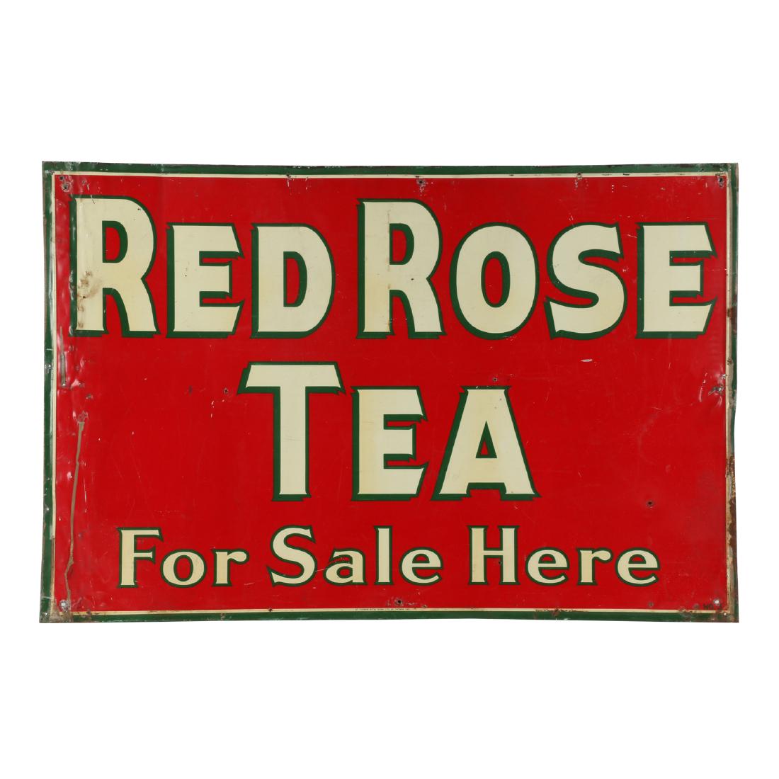 Red Rose Tea Tin Litho Sign