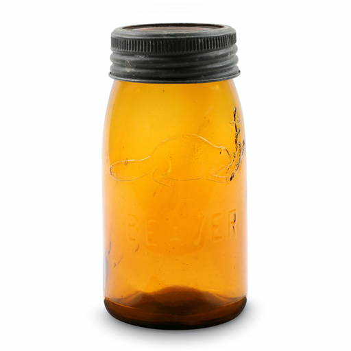 Amber Canadian Quart Beaver Fruit Jar