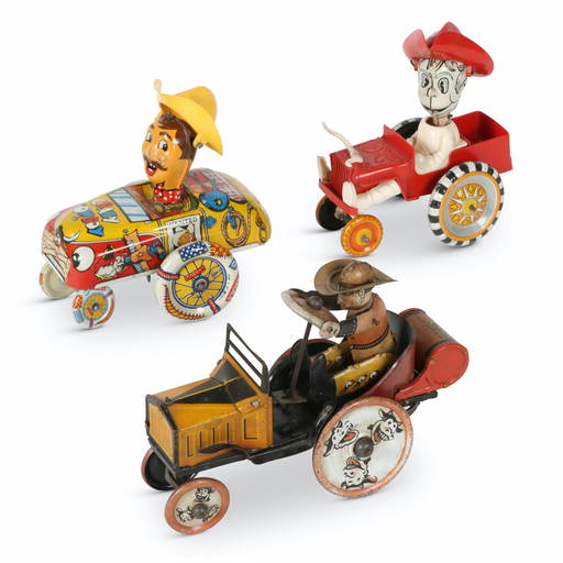 Tin Litho Cowboy Crazy Car Toys