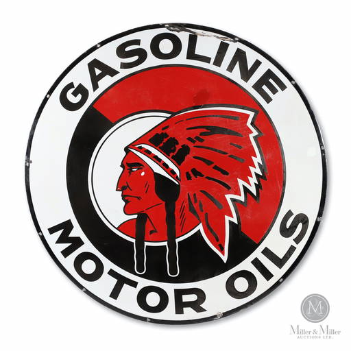 Red Indian Porcelain 5' Service Station Sign