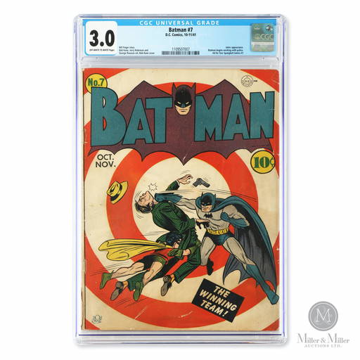 D.c. Comics, 1941 Batman #7 Cgc 3.0
