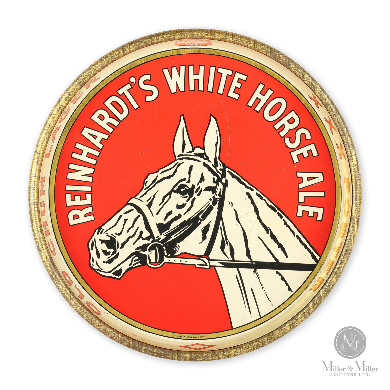 Reinhardt's Brewery "left Facing" White Horse Ale Beer Tray