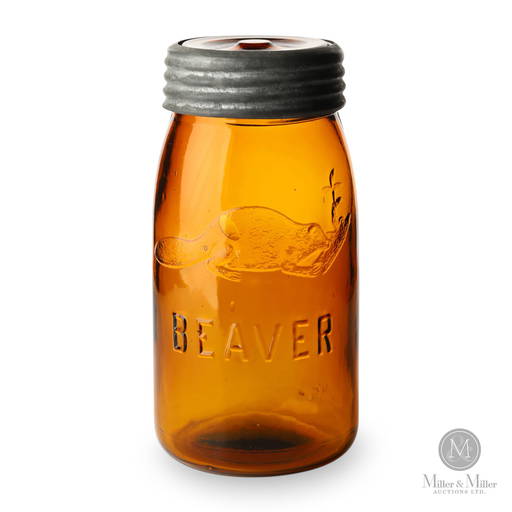 Beaver Amber Quart Fruit Jar