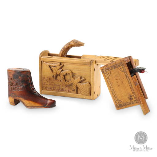 Boer War Pow Carved Trick Boxes