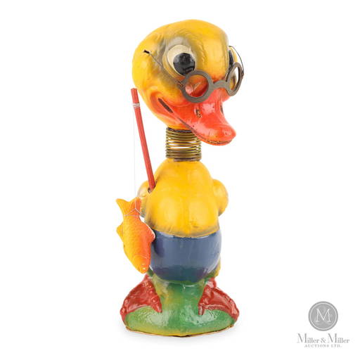 Celluloid Fishing Duck Nodder