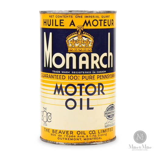 Beaver Oil Co. Monarch Motor Oil 1 Quart Tin