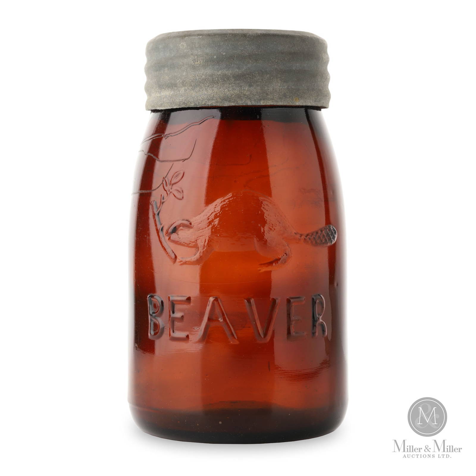 Left Facing Beaver Pint Dark Amber Glass Fruit Jar Auction