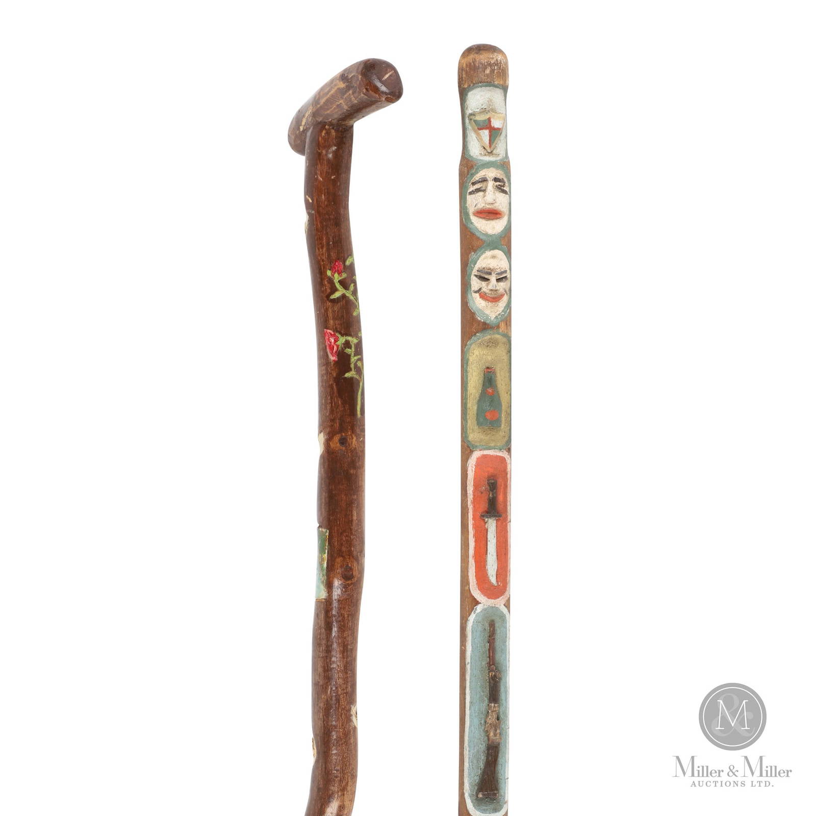 Pair Of Canadian Folk Art Canes Auction