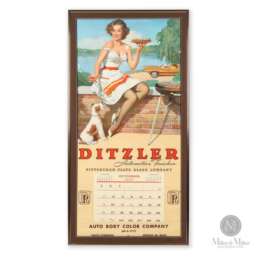 Large Ditzler Automotive Paint 1966 Pin Up Calendar