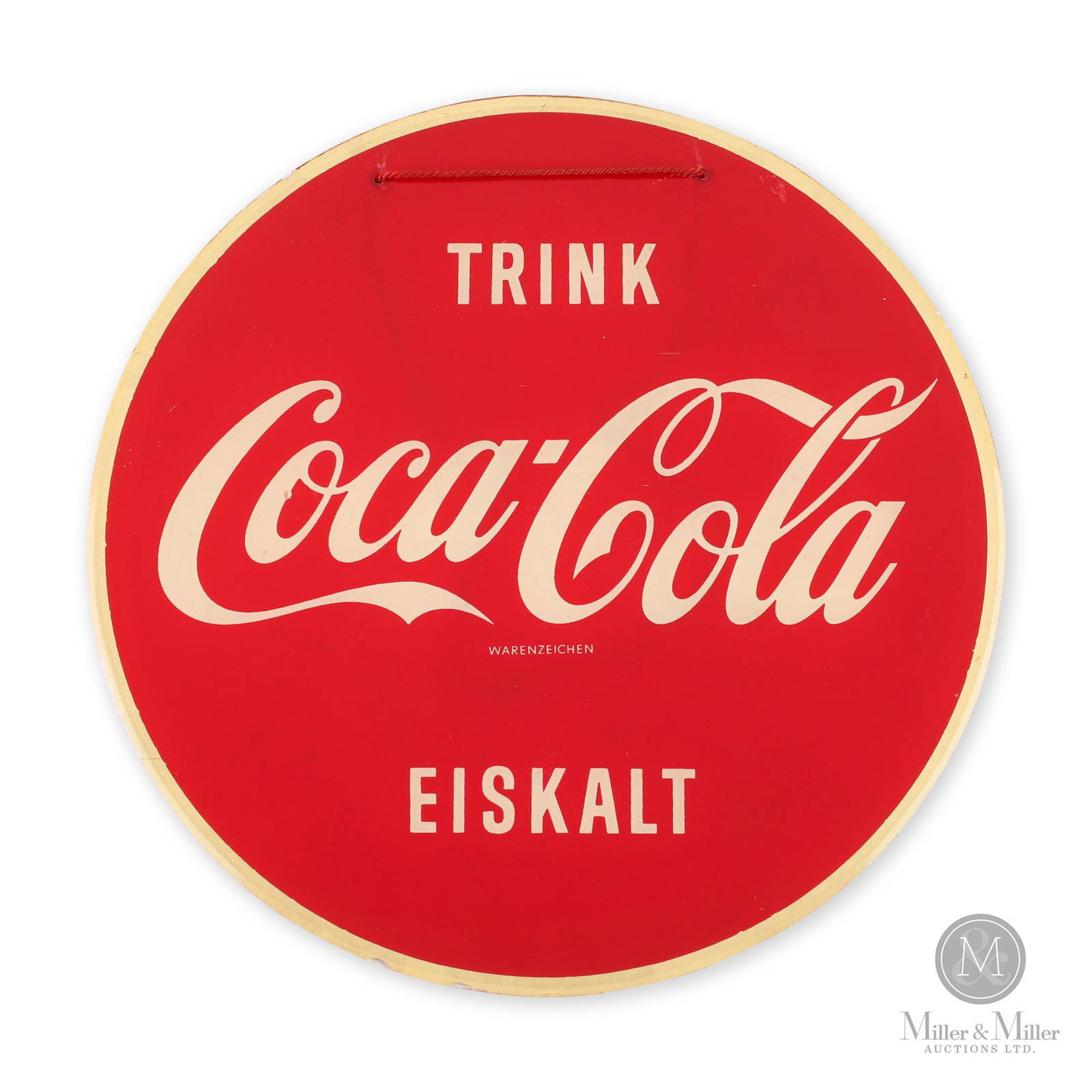 Coca-cola Reverse Glass Hanging Sign Auction