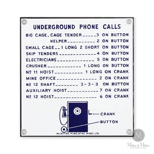 Mcintyre Porcupine Mines Underground Telephone Sign