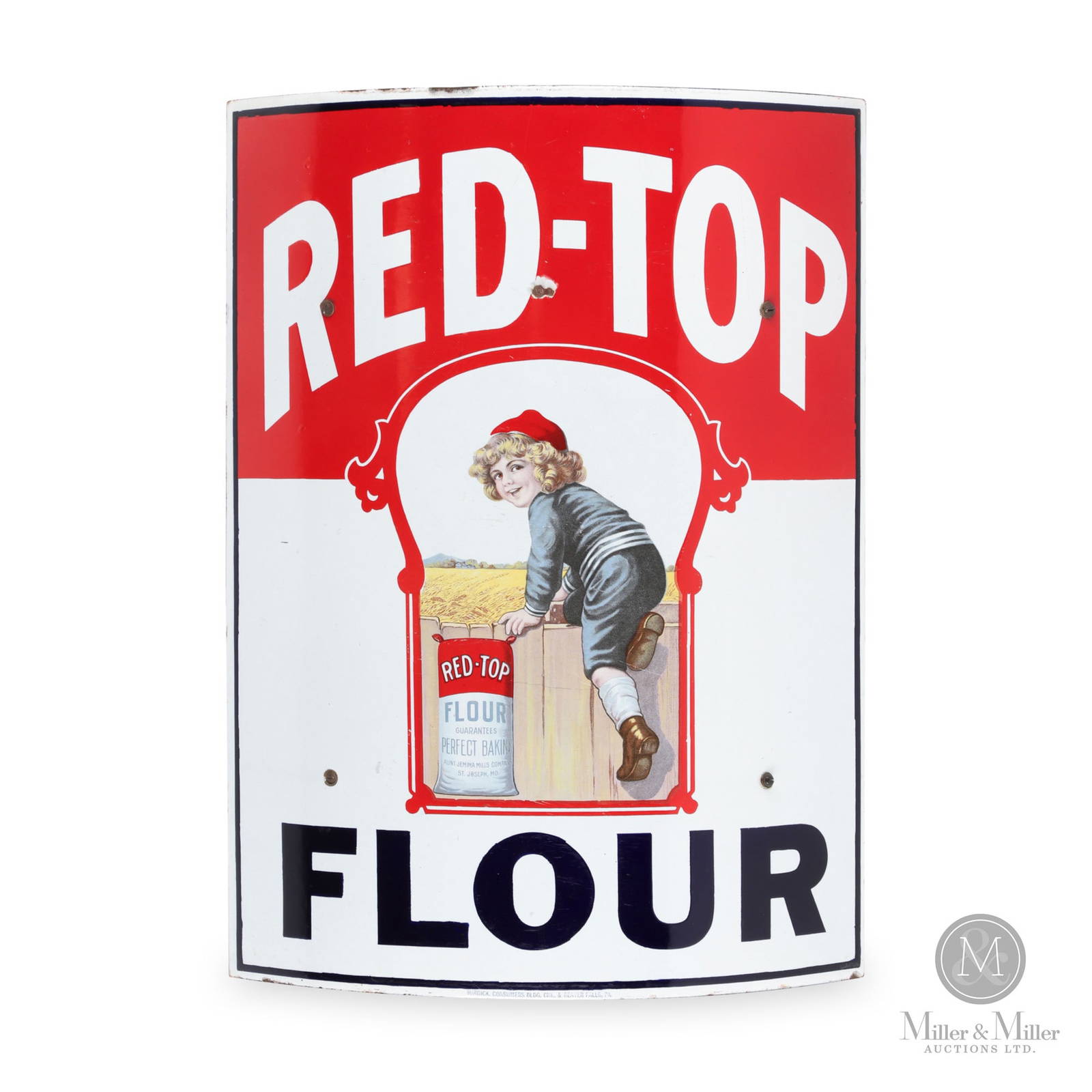 Red Top Flour Convex Sign Auction