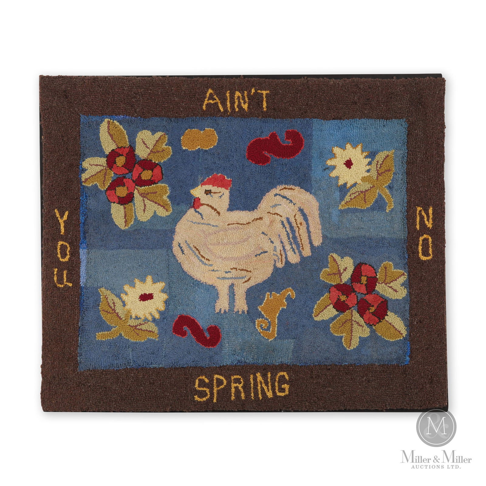 Hooked Rug -- "you Ain't No Spring (chicken)" Auction