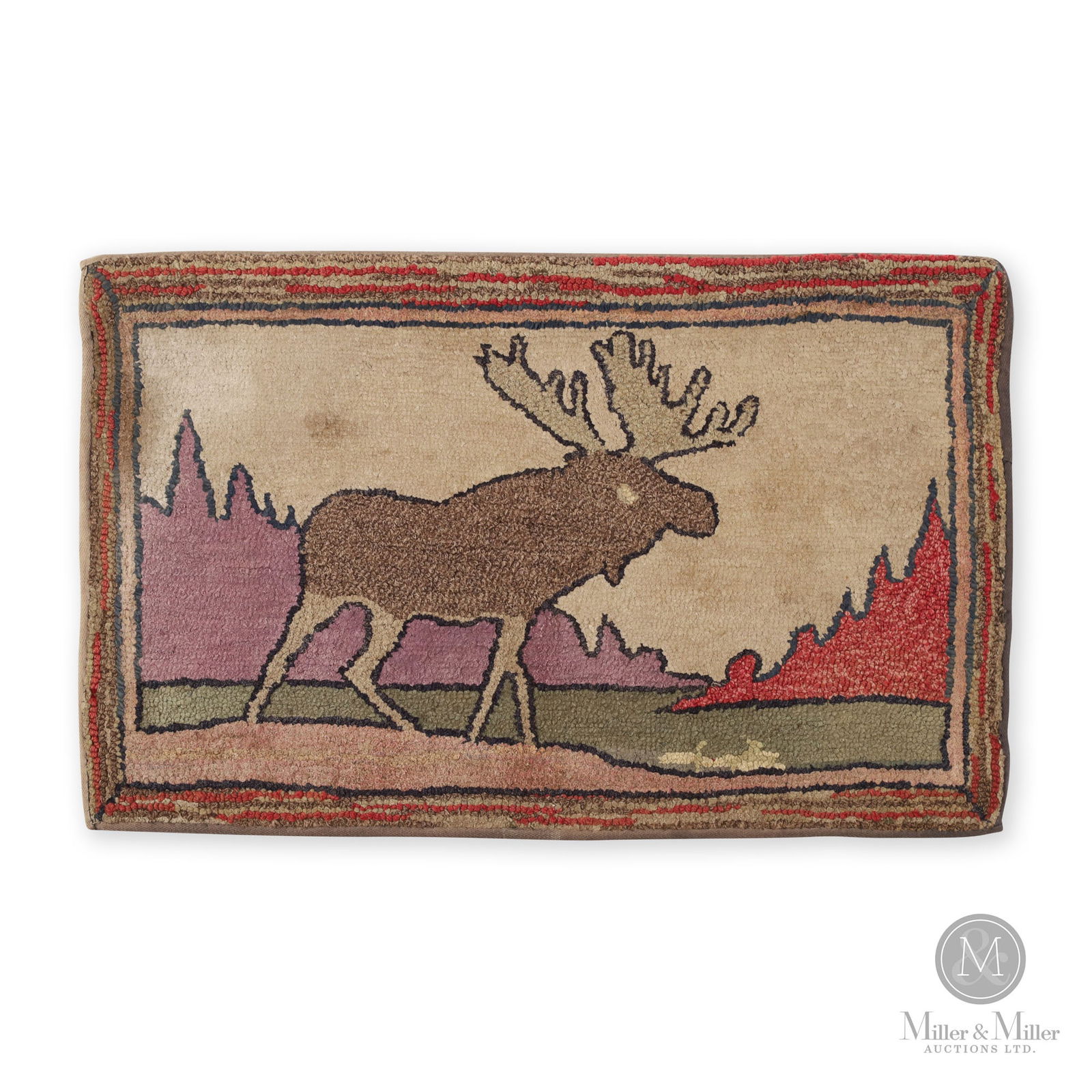 Moose Hooked Rug Auction