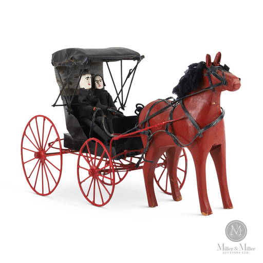 Mennonite Couple In Buggy Carving By Jacob Rothh