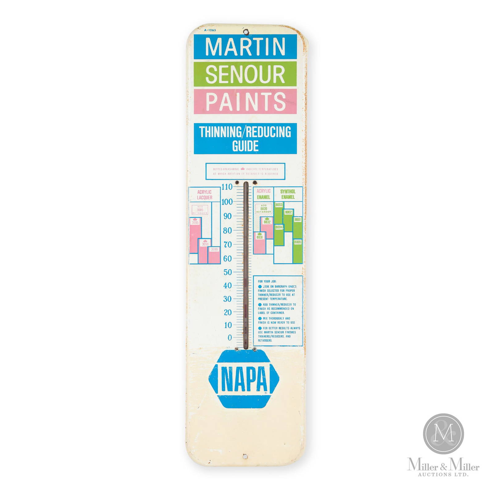 Martin Senour Napa Automotive Paint Thermometer Auction