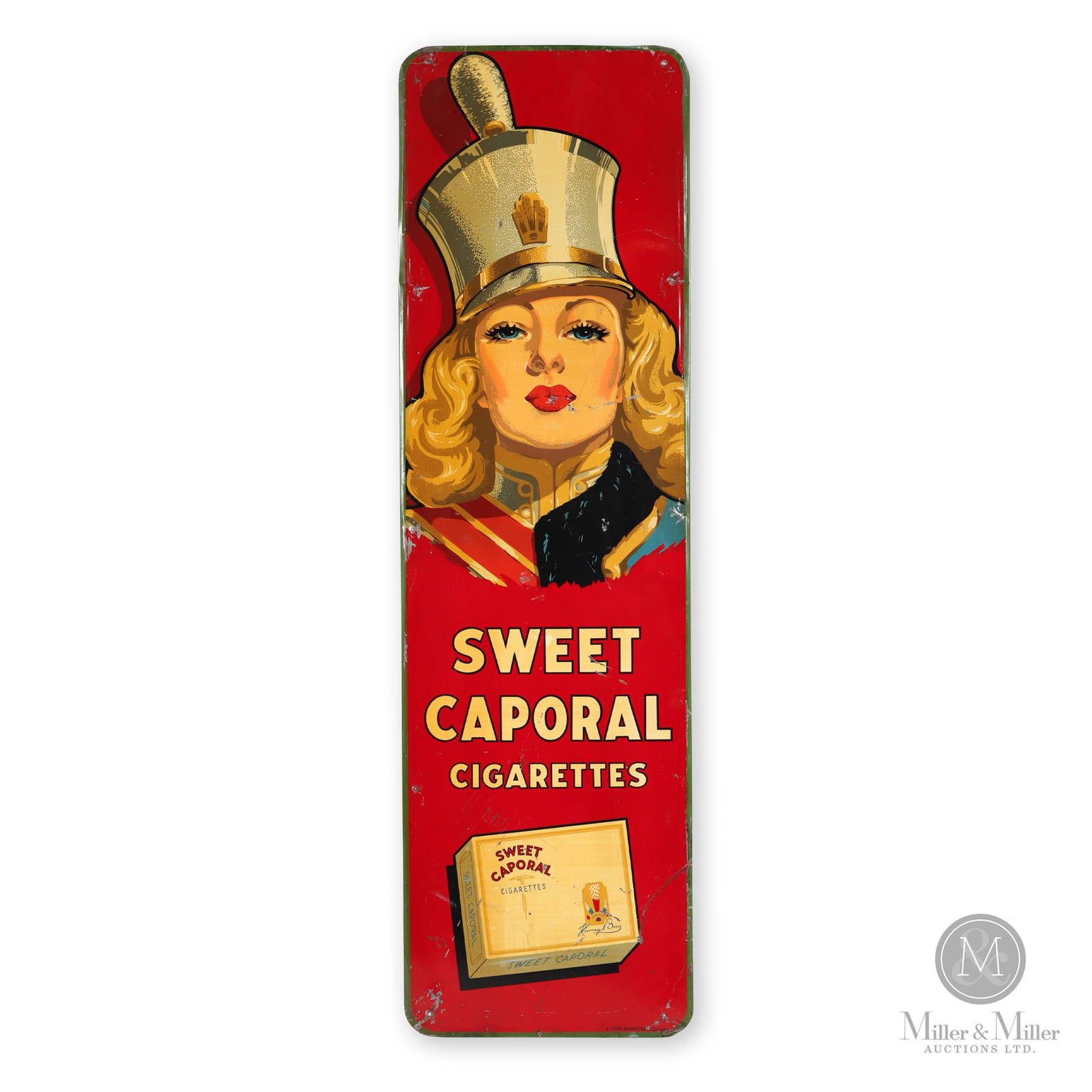 Sweet Caporal Cigarettes Vertical Tin Sign Auction
